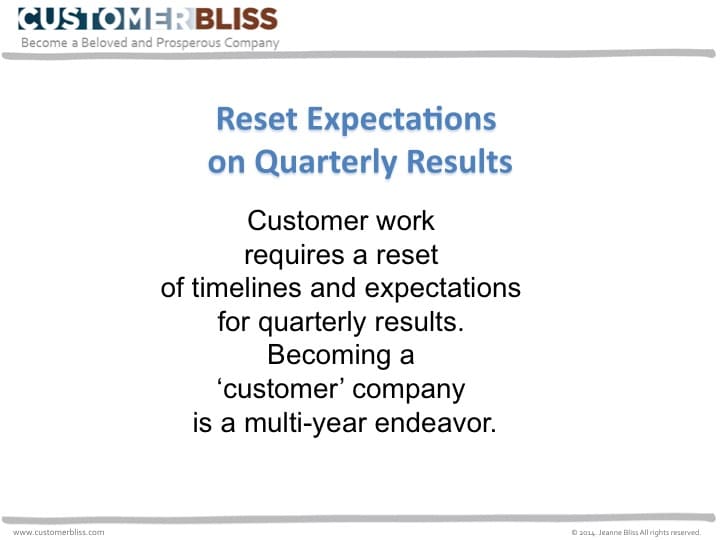 Reset Expectations on Quarterly Results - Customer Bliss