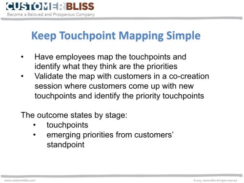 Keep it simple - touchpoint mapping - Customer Bliss